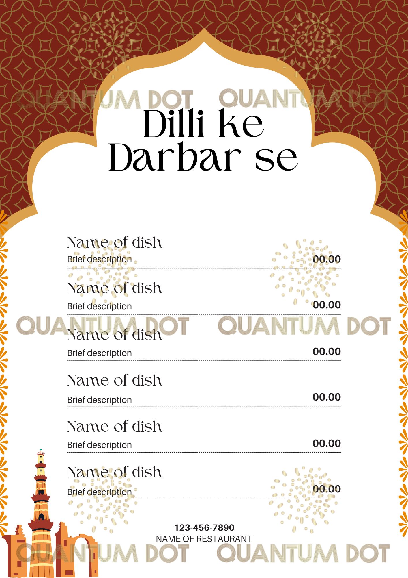 Cuisines of India Menu Card Template – Printable and Digital Use ...