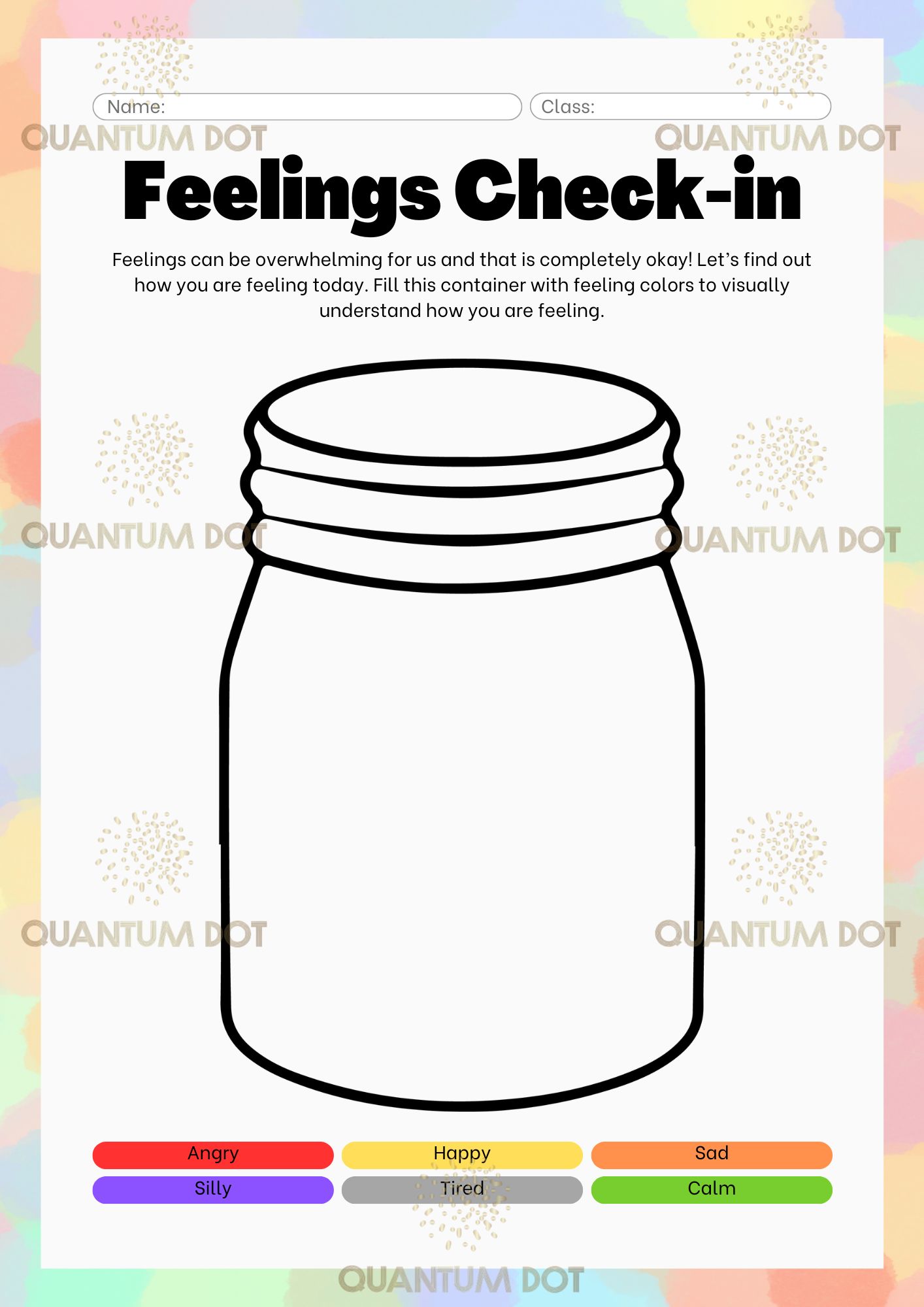 Feelings Check-in - Instant Download Worksheet - QUANTUM DOT
