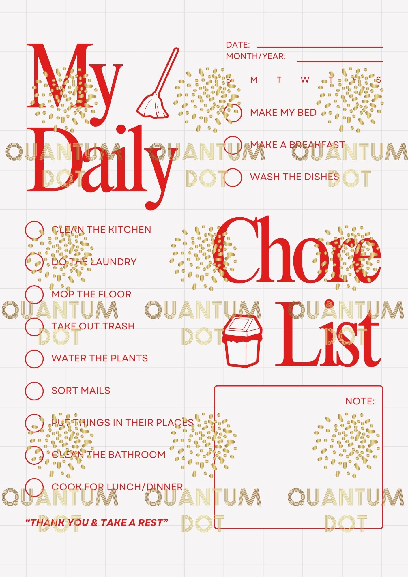 Daily Chore Checklist Template – Printable and Digital Use – Instant ...