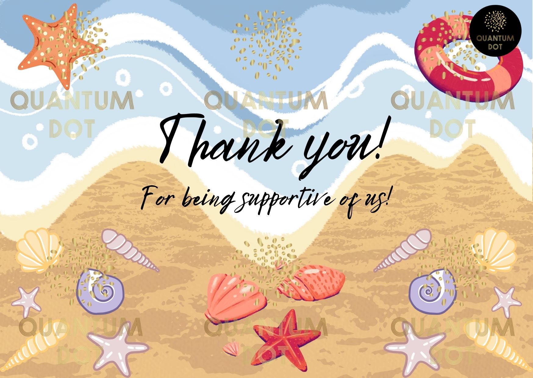 Fun Beach Design Thank You Card - QUANTUM DOT
